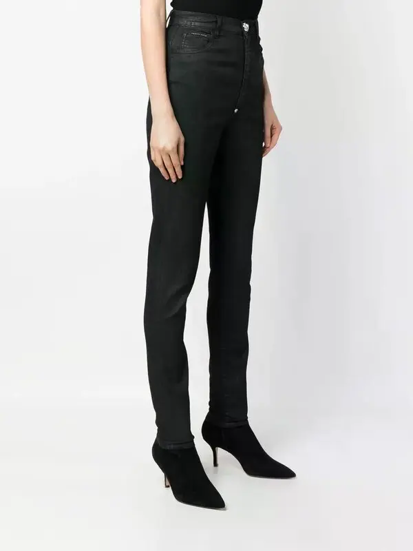 Philipp Plein High-waisted Coated Denim Leggings