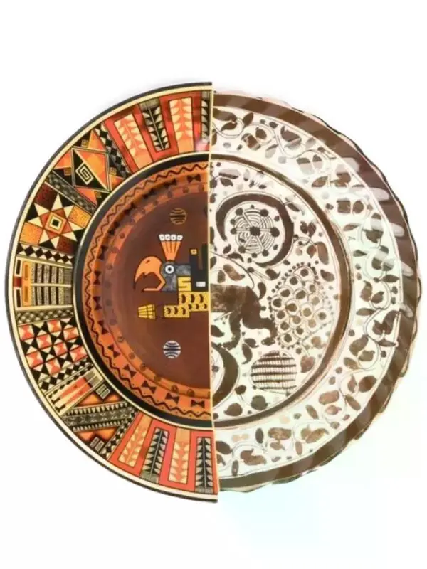SELETTI Hybrid-print Plate - Brown