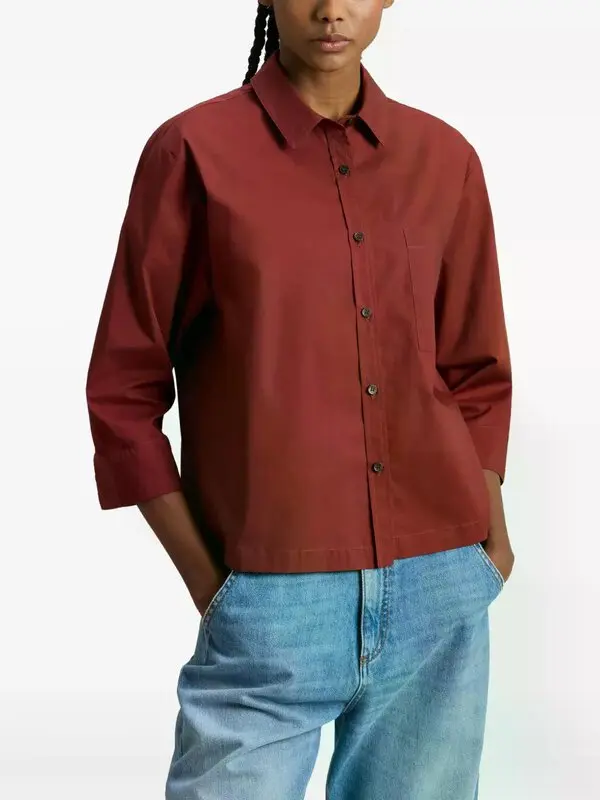 Woolrich Poplin Shirt With Three-quarter Length Sleeves - Red