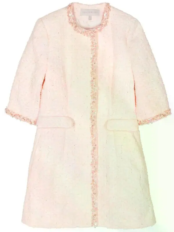 Shiatzy Chen Beaded-trim Tweed Coat