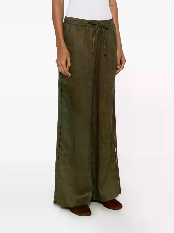 P.a.r.o.s.h Olive Wide-leg Trousers With Cut-out Detailing
