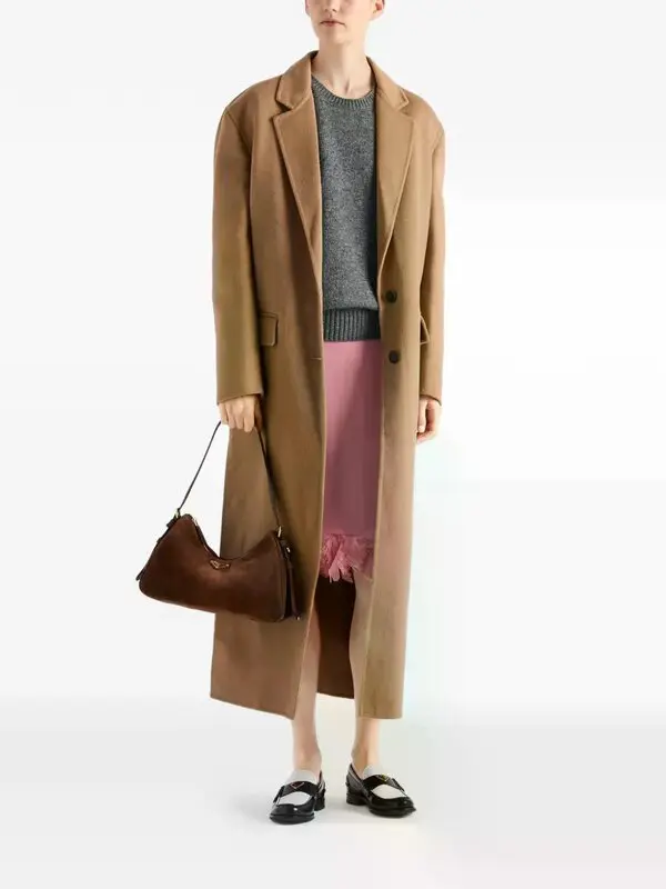 Prada Medium Aimée Shoulder Bag In Suede - Brown