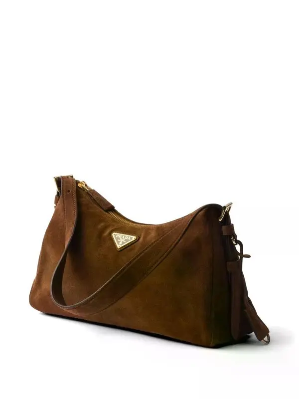 Prada Medium Aimée Shoulder Bag In Suede - Brown