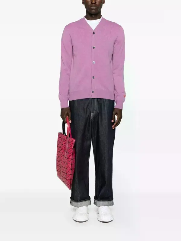 Play Comme Des Garcon Heart Patch Wool Cardigan