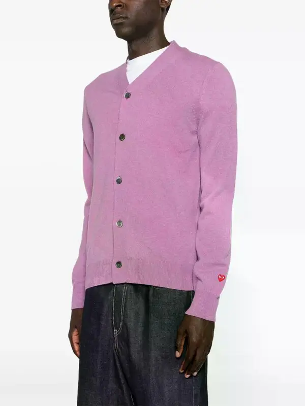 Play Comme Des Garcon Heart Patch Wool Cardigan