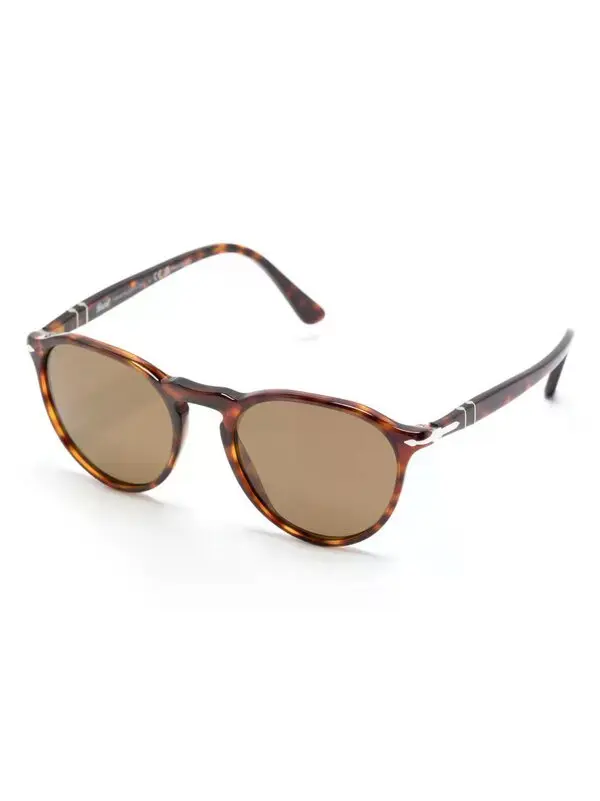 Persol Round Frame Tortoiseshell-effect Sunglasses - Brown