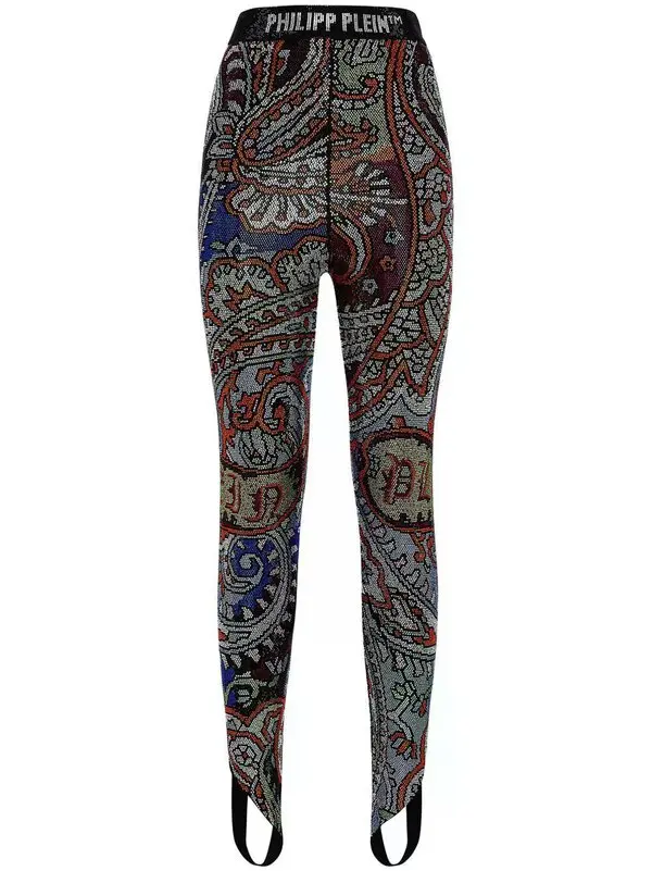Philipp Plein Paisley Rhinestone-embellished Leggings - Multicolour