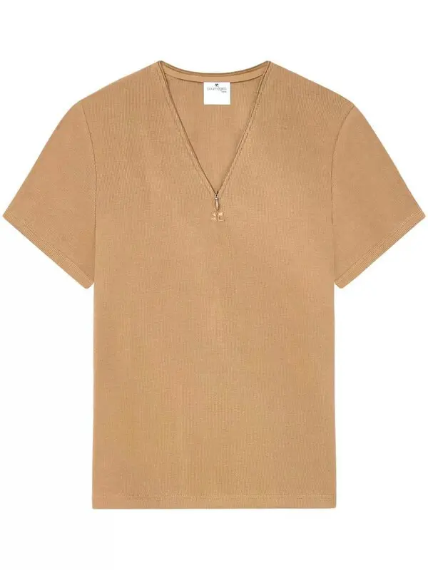 COURREGES Logo-embroidered Cotton-blend T-shirt