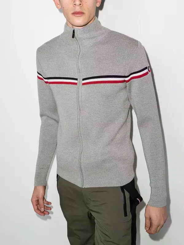 Fusalp Merino Wool Zip-up Cardigan With Tricolour Band Detail