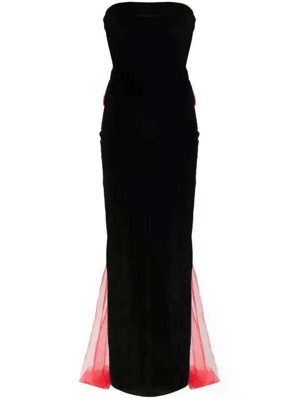 ATU BODY COUTURE Velvet Gown With Oversize Bow Detail - Black