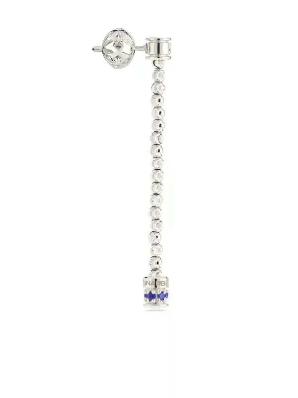 OFFICINA BERNARDI 18kt White Gold Moon Sapphire And Diamond Drop Earrings - Silver