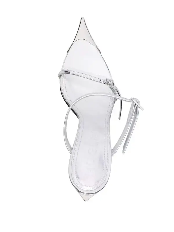 MUGLER 100mm Metallic Leather Mules