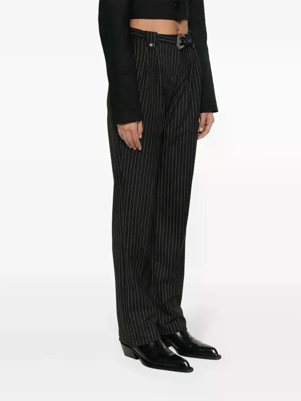 Versace Pinstriped Logo-engraved Straight Leg Trousers