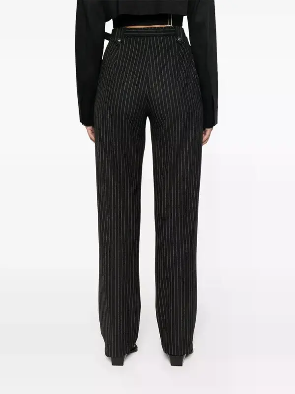 Versace Pinstriped Logo-engraved Straight Leg Trousers