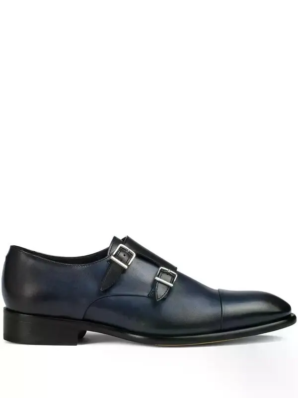 DOUCAL'S Indigo Leather Double-buckle Monk Shoes - Blue