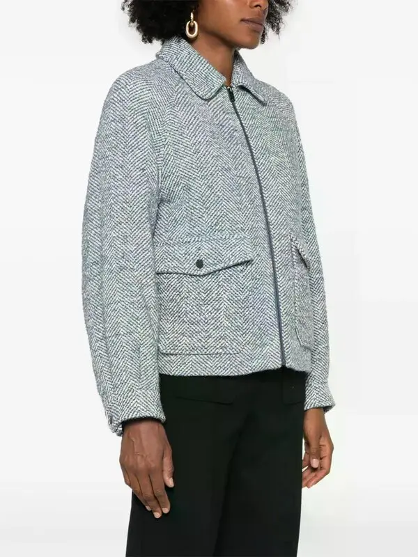 Woolrich Herringbone Pattern Zip Jacket