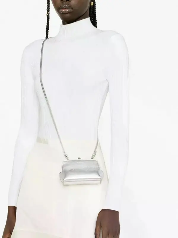 JIL SANDER Goji Micro Metallic Leather Bag - Grey