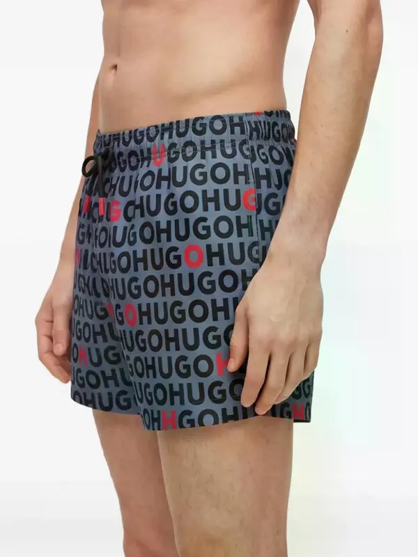 Hugo Logo Print Swim Shorts
