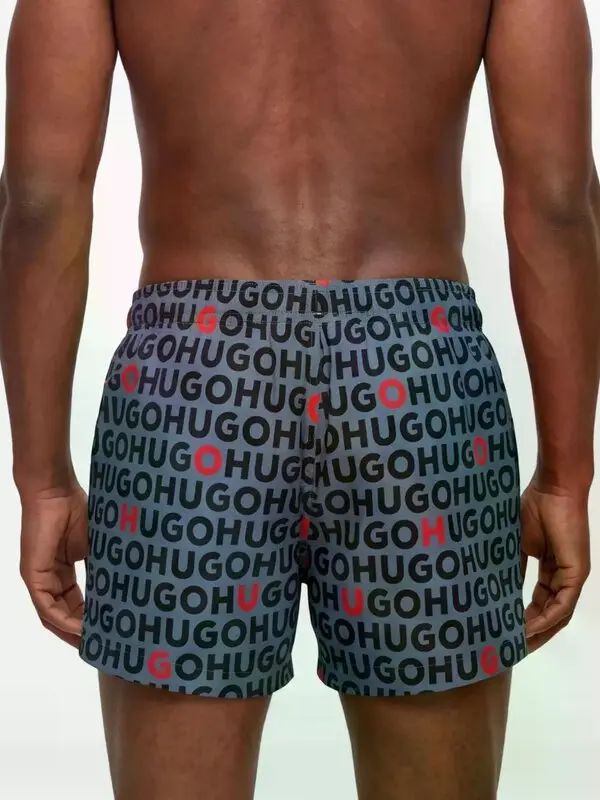 Hugo Logo Print Swim Shorts
