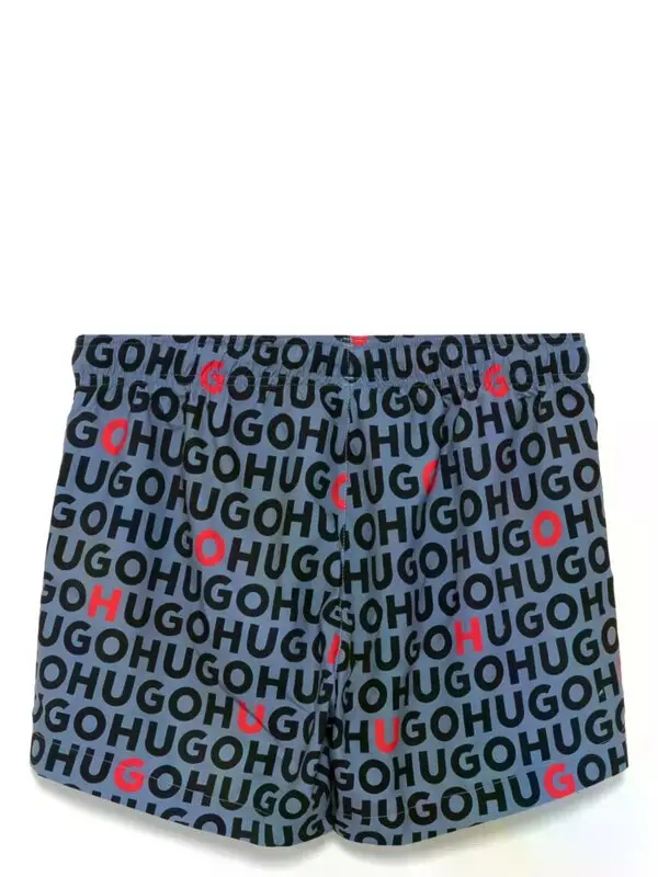 Hugo Logo Print Swim Shorts