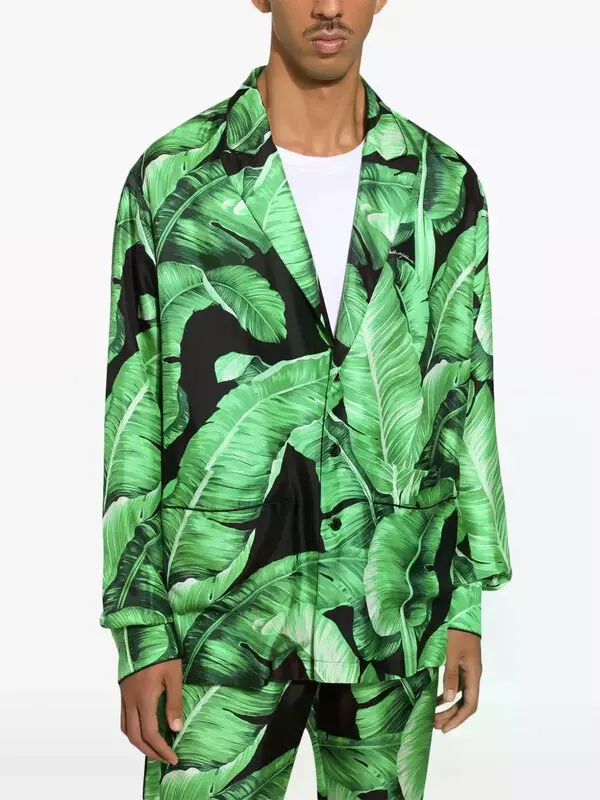 Dolce & Gabbana Leaf-print Silk Shirt