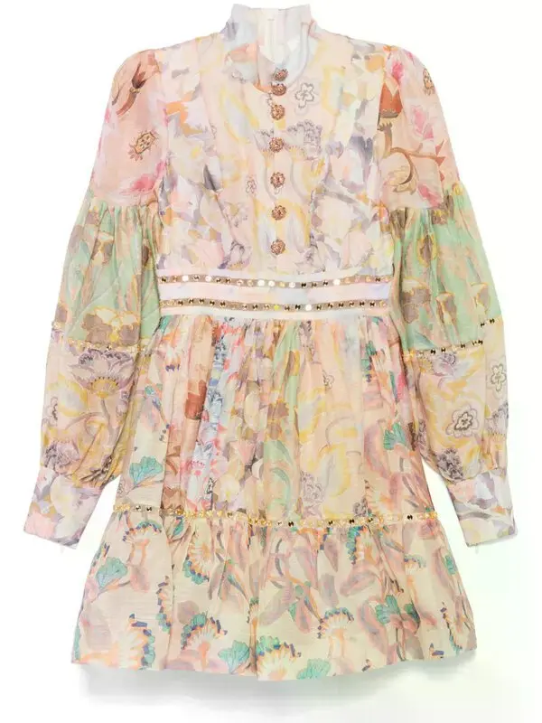 Zimmermann Illustration Mirror Mini Dress - Pink