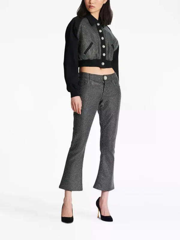 Balmain Cropped Logo Embellished Jacket