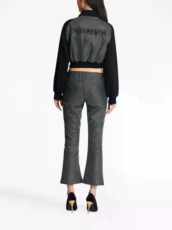 Balmain Cropped Logo Embellished Jacket