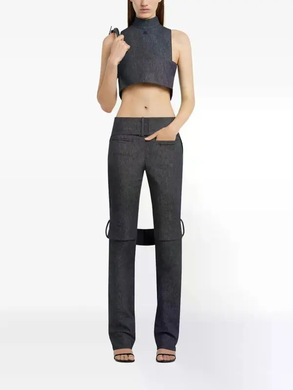 COURREGES Mock Neck Denim Top