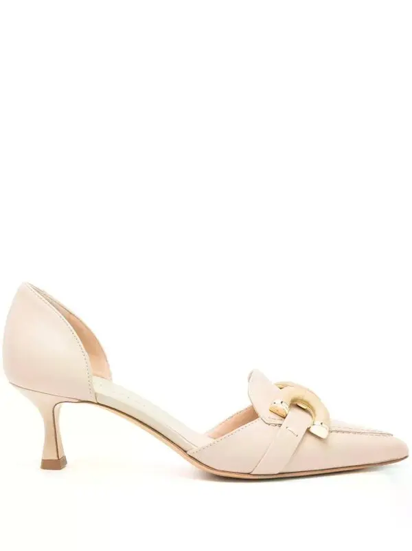 Roberto Festa Pointed Toe Stiletto Pumps With Decorative Buckle - Neutrals