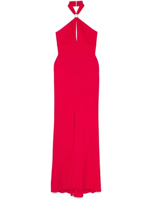 Elisabetta Franchi Logo-plaque Draped Gown - Red