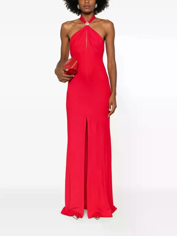Elisabetta Franchi Logo-plaque Draped Gown
