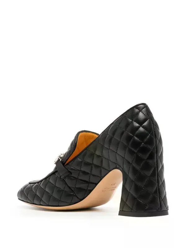 MADISON MAISON 70mm Quilted Crystal Embellished Pumps - Black