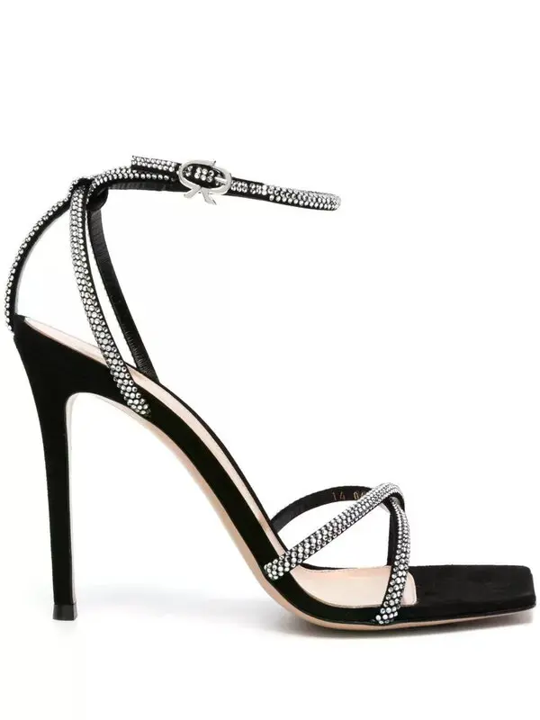 GIANVITO ROSSI Embellished Suede High Heel Sandals - Black