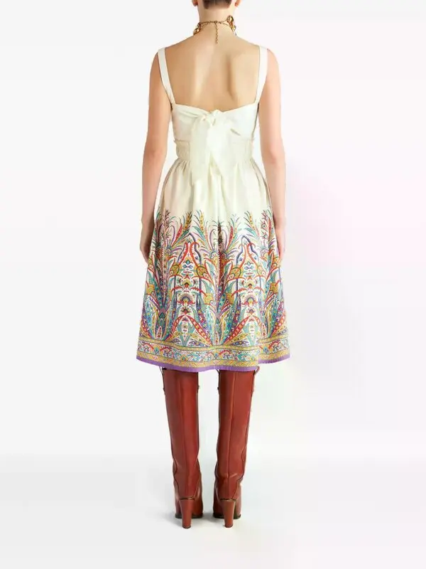Etro Paisley Print Square Neck Midi Dress
