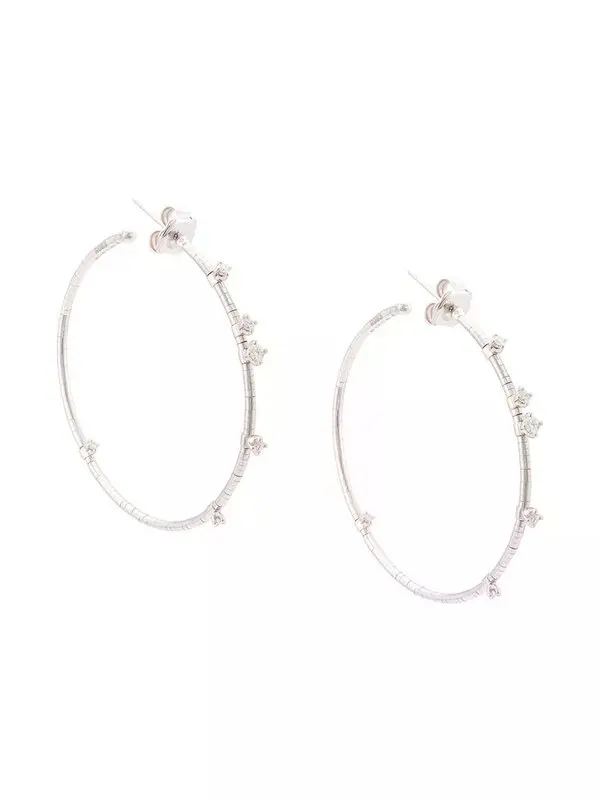 MATTIA CIELO 18kt White Gold Embellished Hoop Earrings - Silver