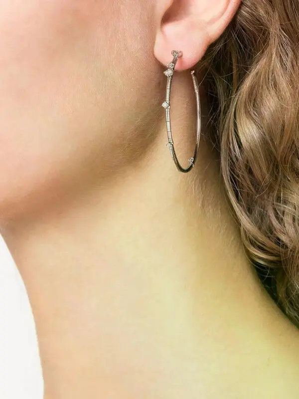 MATTIA CIELO 18kt White Gold Embellished Hoop Earrings