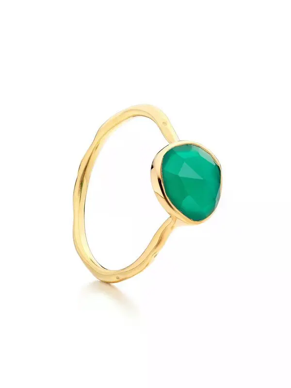Monica Vinader Siren Stacking Ring With Onyx - Gold
