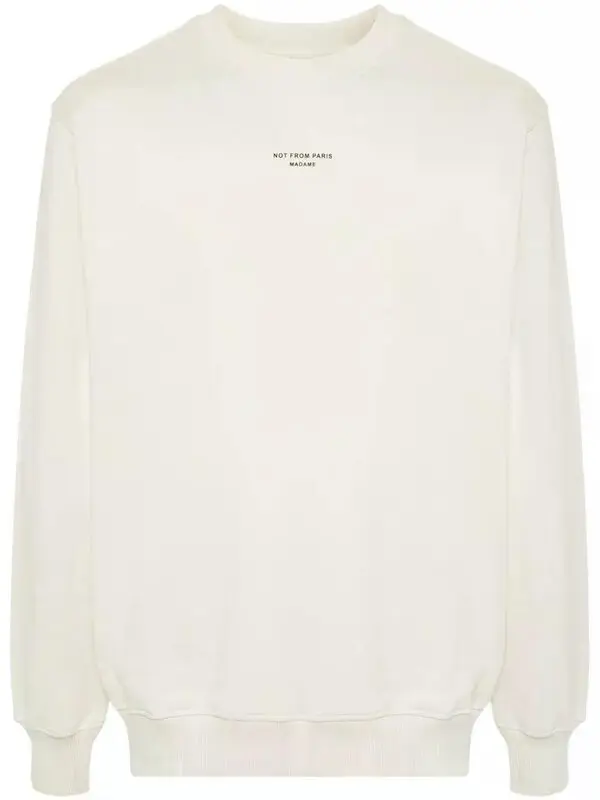 Drole De Monsieur Slogan-print Cotton Sweatshirt - Neutrals