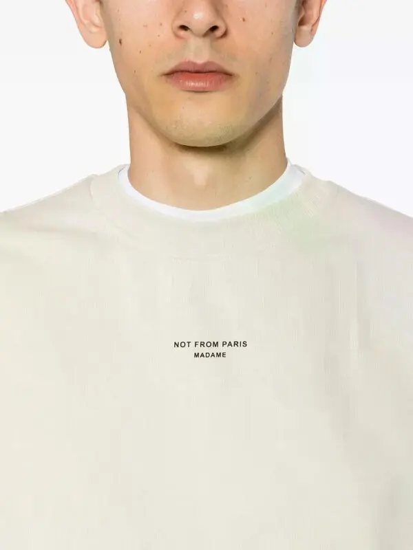 Drole De Monsieur Slogan-print Cotton Sweatshirt - Neutrals