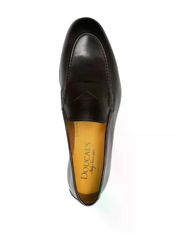 DOUCAL'S Patent Leather Penny Slot Loafers - Brown