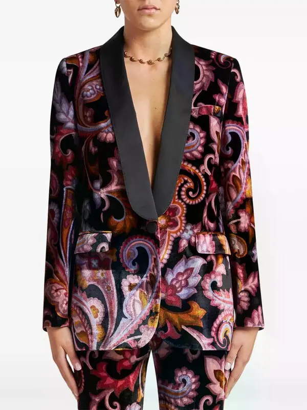 Etro Velvet Jacquard Blazer With Paisley Motif