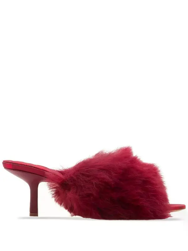 Burberry Jackie Shearling Sandals - Red