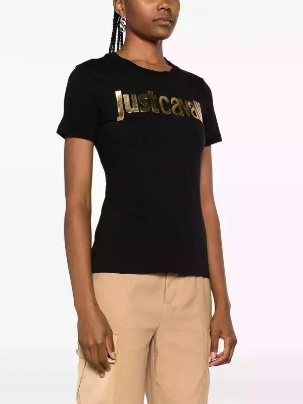 Just Cavalli Logo Embossed T-shirt - Black