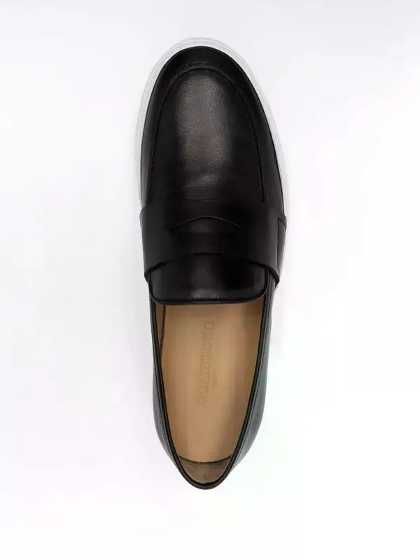 SCAROSSO Alberto Penny Leather Loafers - Black
