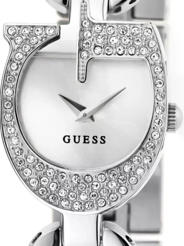 Guess Tone Crystal Embellished Link Watch - Silver