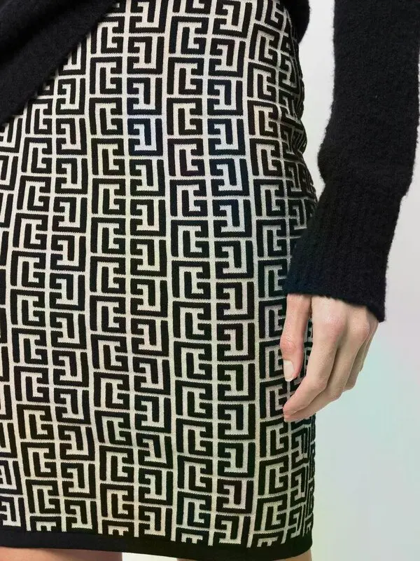 Balmain Monogram Pattern Mini Skirt