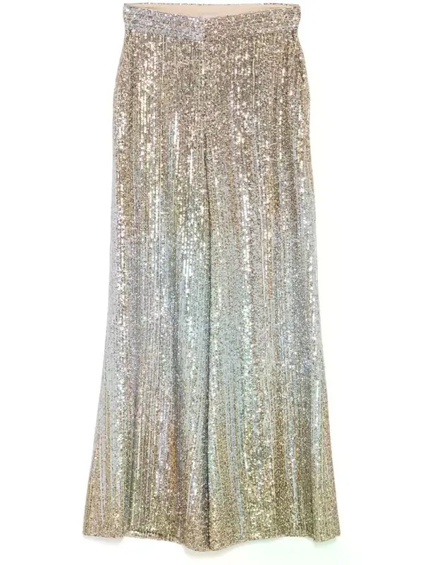 Elie Saab Gradient Sequinned Wide-leg Trousers - Silver