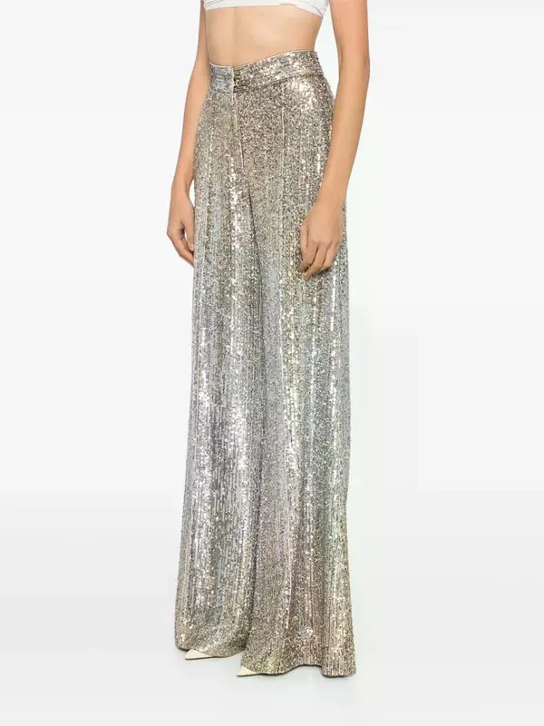 Elie Saab Gradient Sequinned Wide-leg Trousers