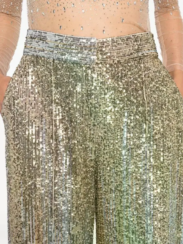 Elie Saab Gradient Sequinned Wide-leg Trousers